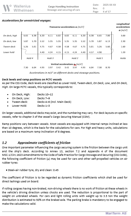 Stowage and securing of cars - MariTerm AB (DRAFT) - Cargo Handling ...